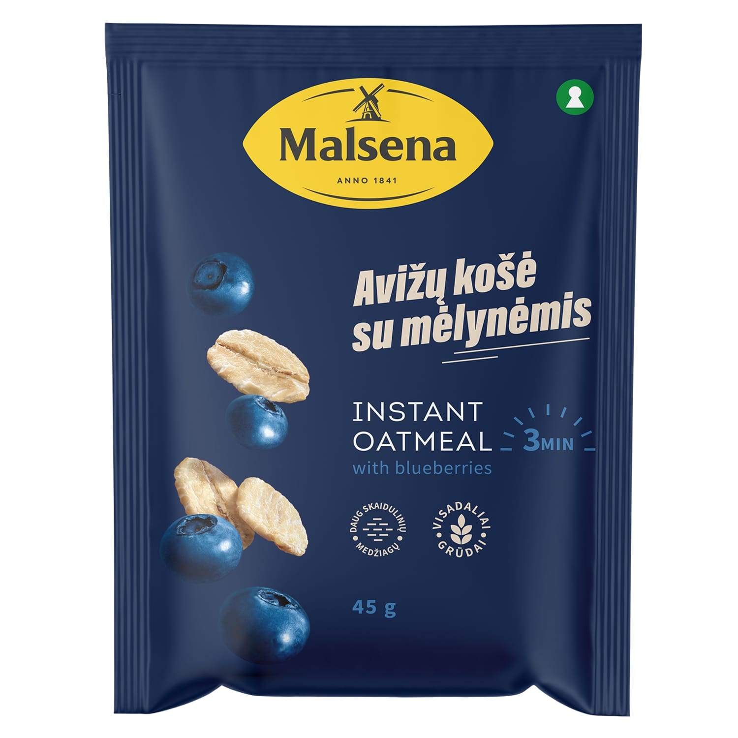 Avižinė košė su mėlynėmis MALSENA, 45 g