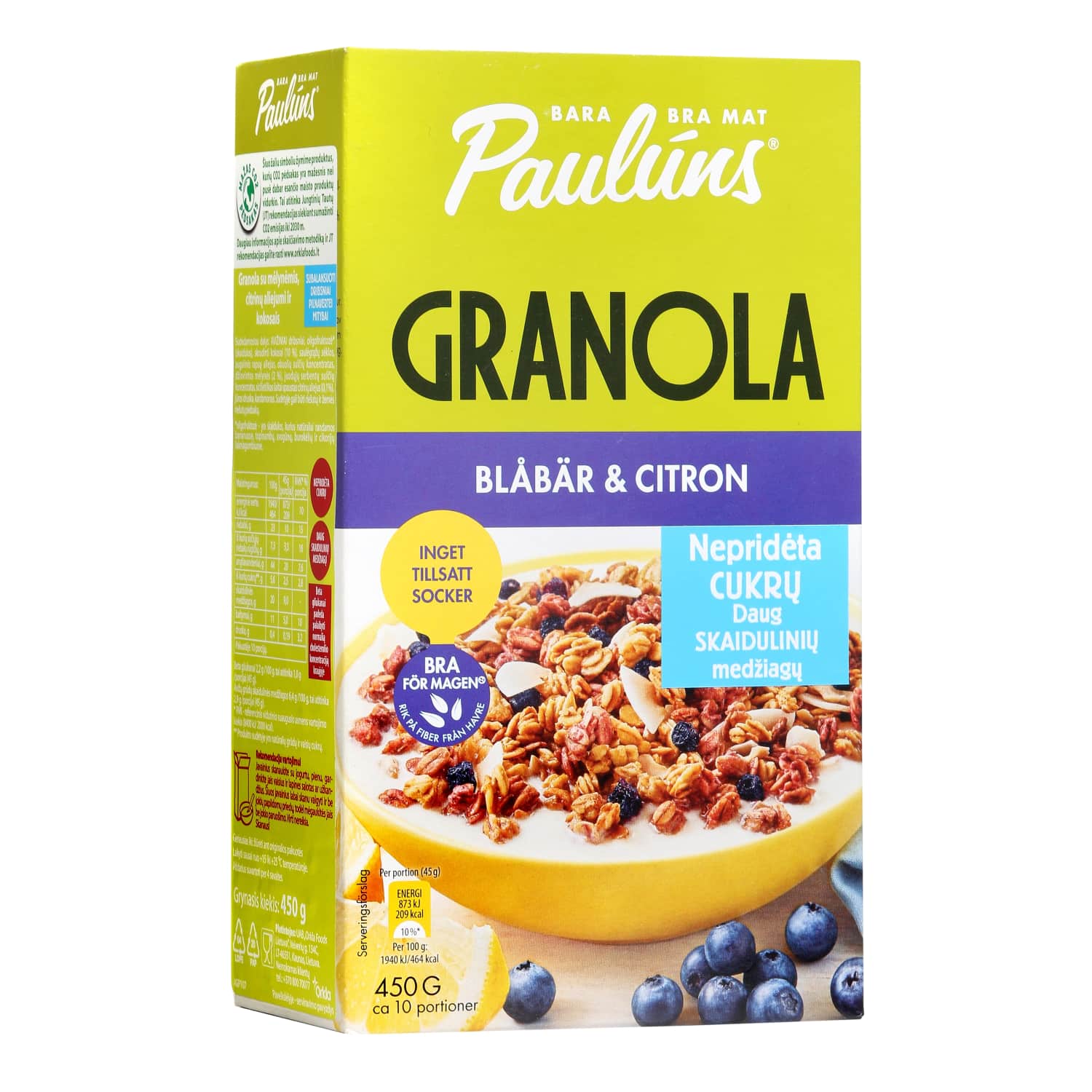 Granola su mėl., citr., kokos. PAULUNS, 450 g