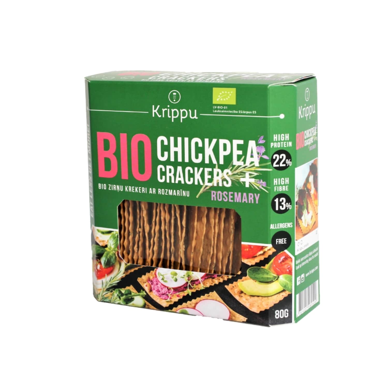 Ekol. avinž. krekeriai su roz. KRIPPU, 80 g