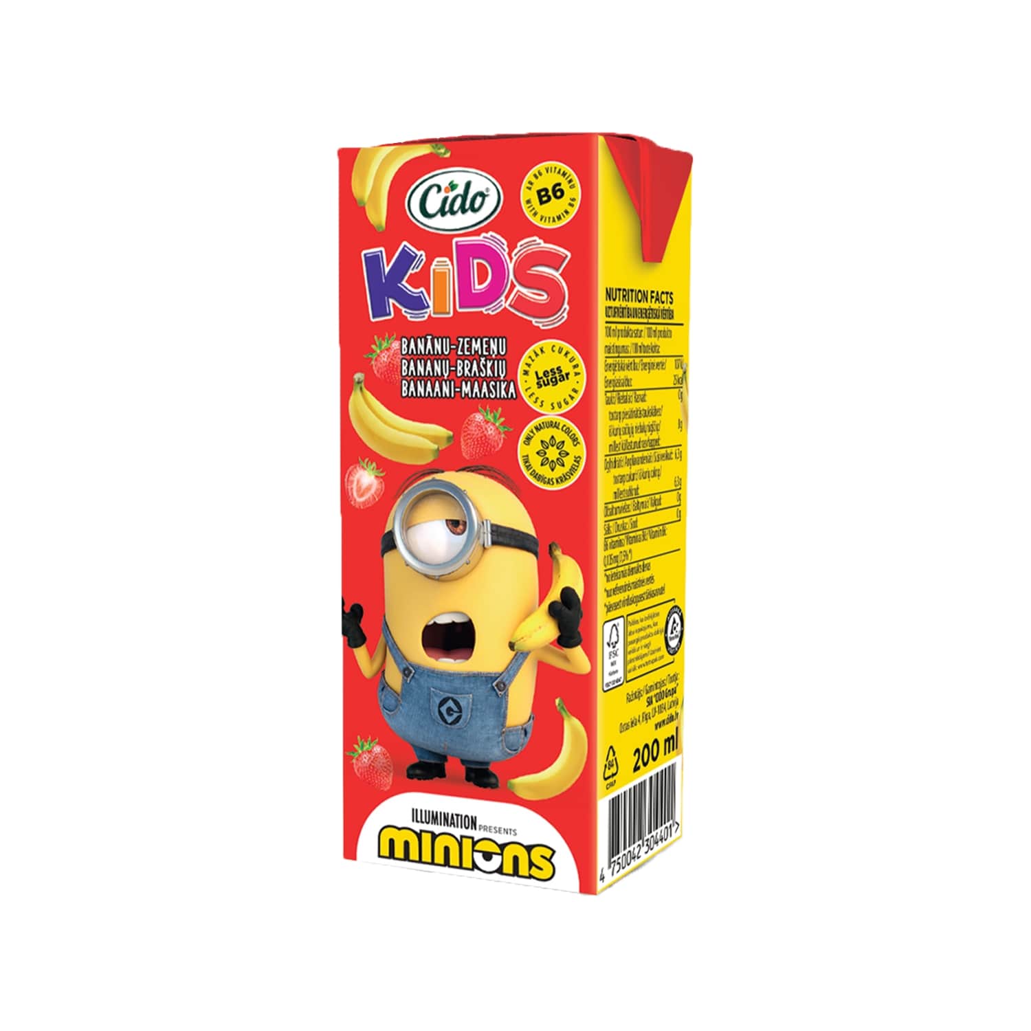 Bananų ir braškių gėrimas CIDO KIDS, 0,2 l