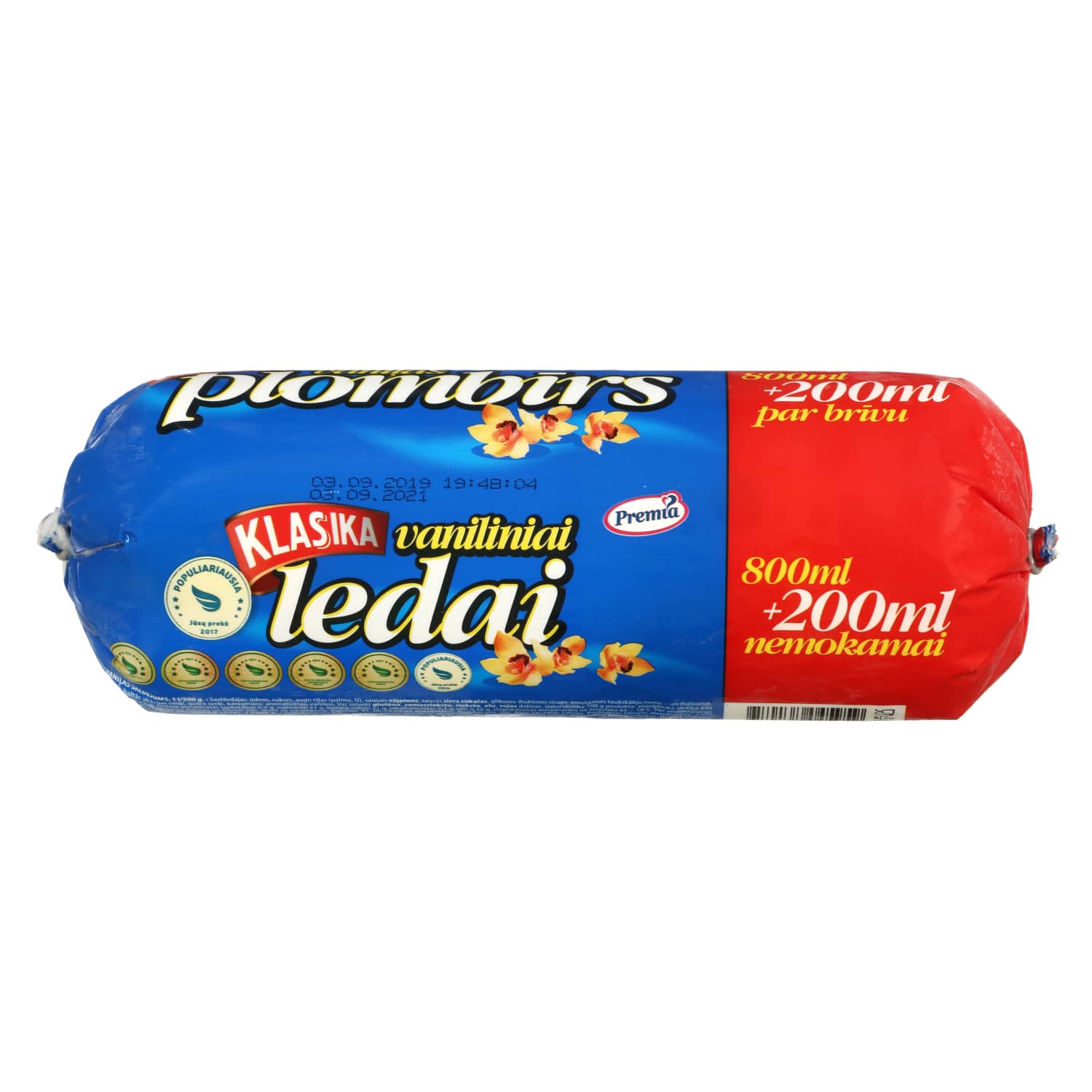 Vaniliniai valg. ledai KLASIKA, 1 l / 500 g