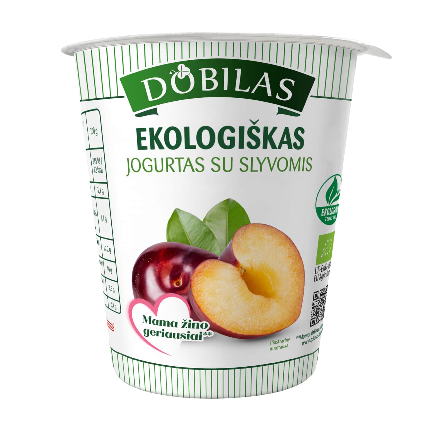 Ekol. jogurtas su slyv. DOBILAS, 3,1 %, 300 g