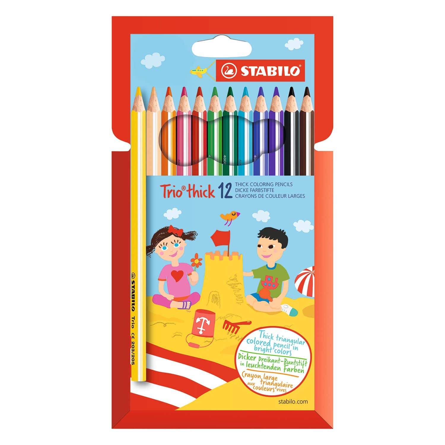 Spalvoti pieštukai STABILO TRIO, 12 spalvų