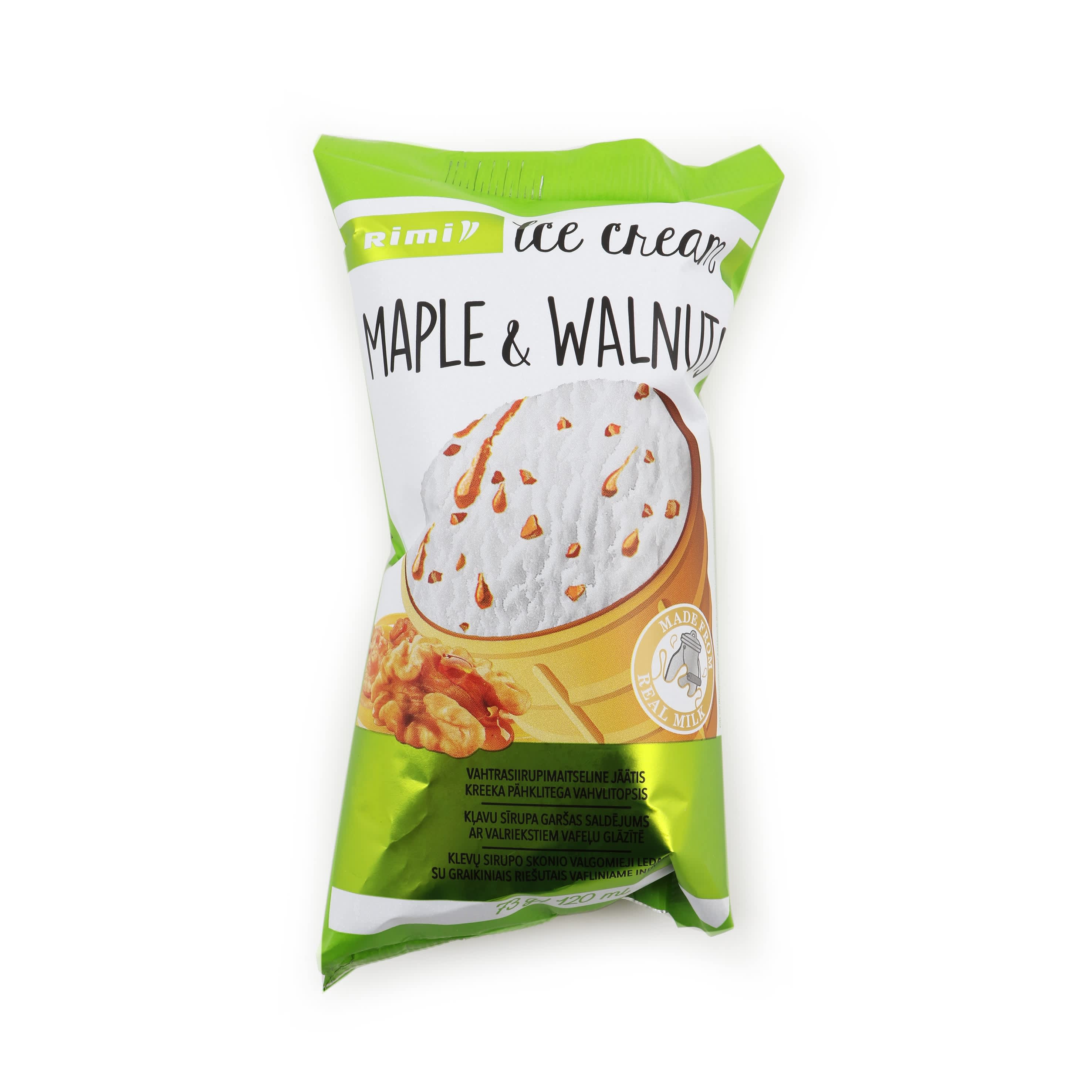 Klevų sir. sk. valg. ledai RIMI, 120 ml/ 73 g