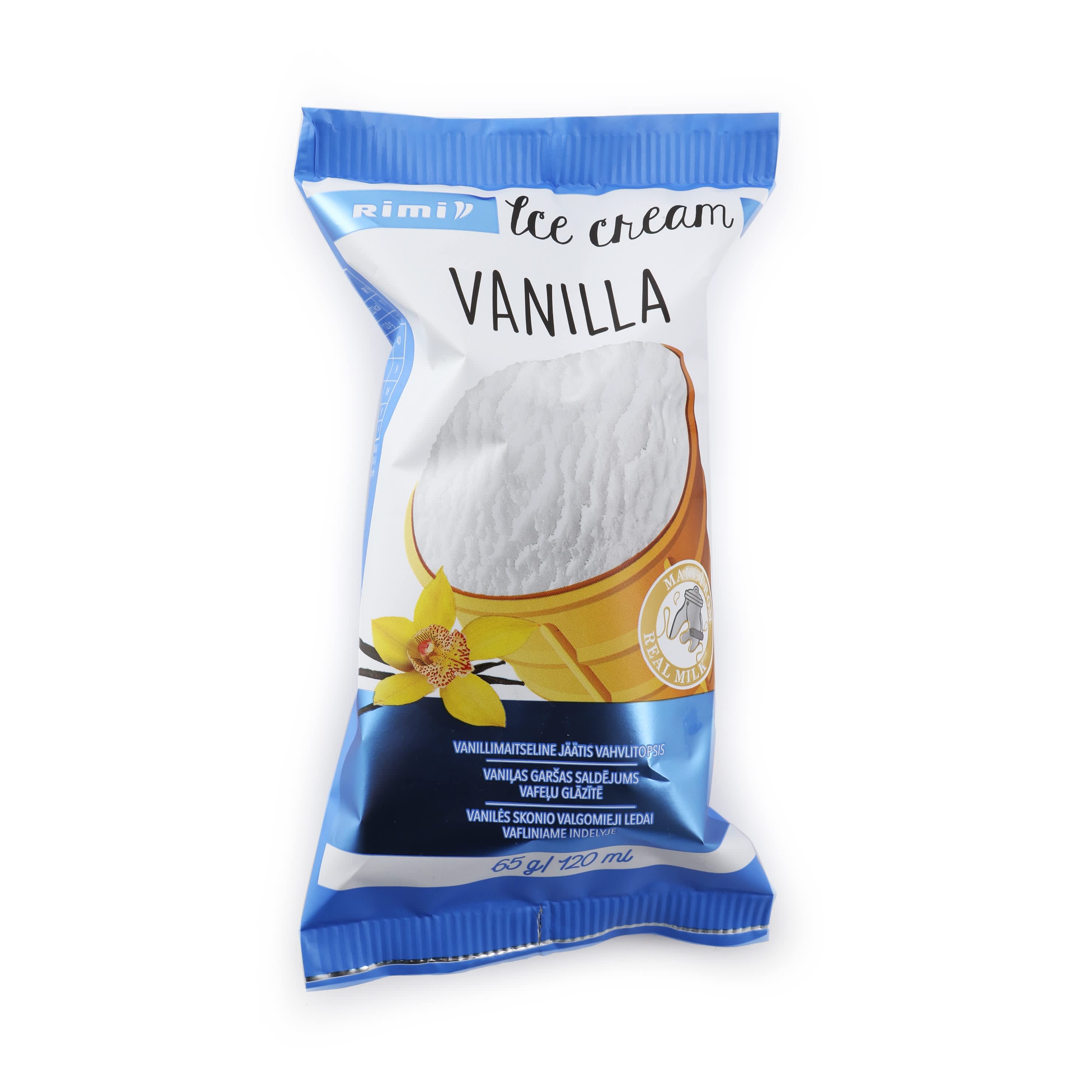 Vanilės skon. valg. ledai RIMI, 120 ml / 65 g