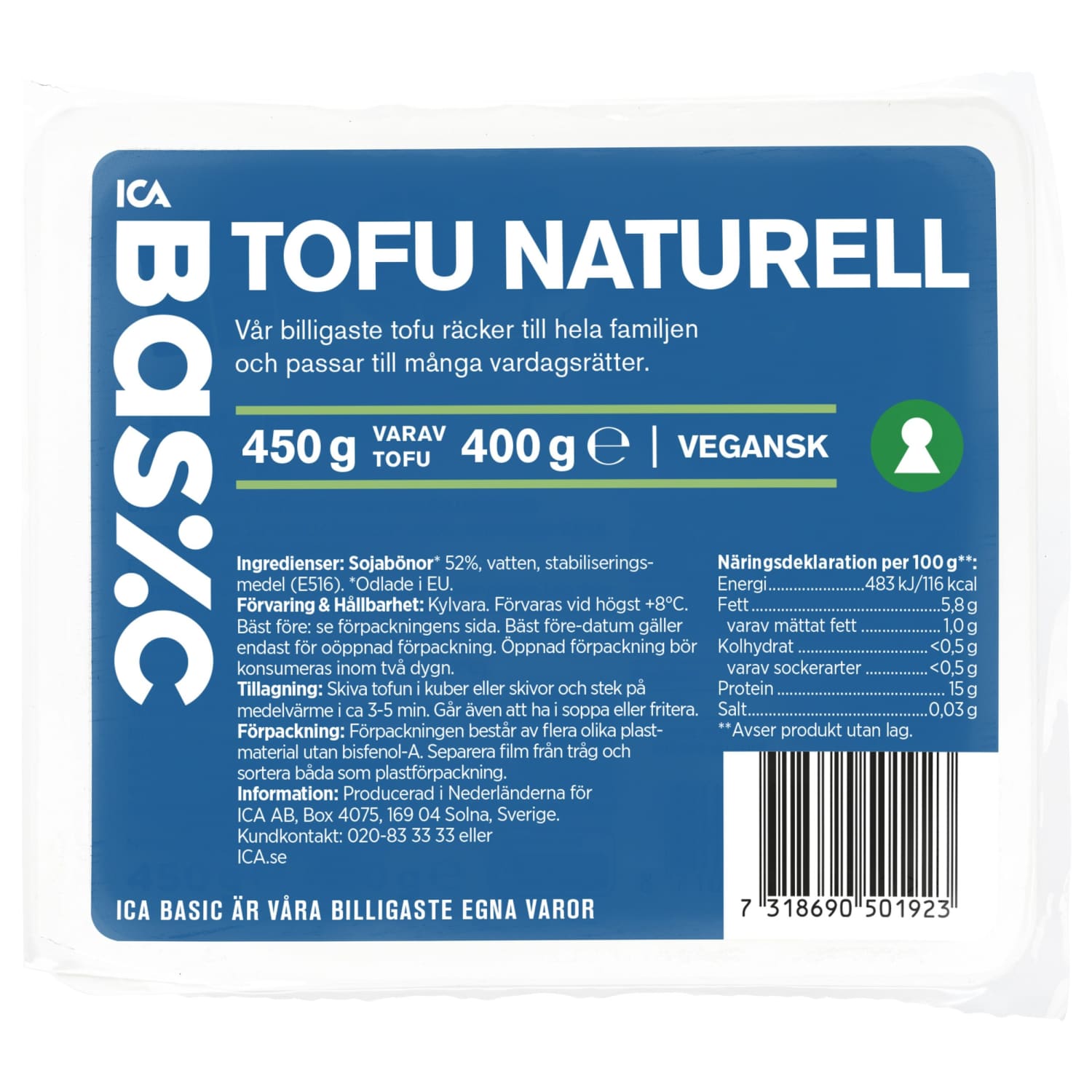 Tofu ICA BASIC, 450 g